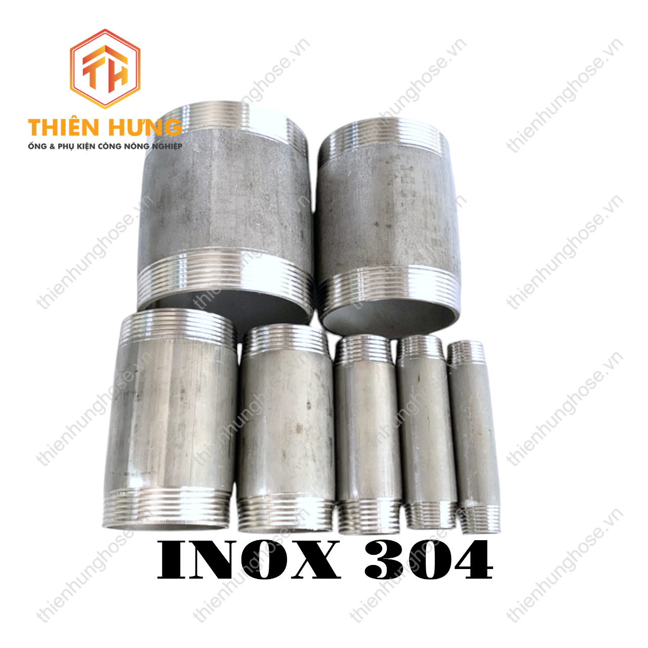Ống ** 10cm ** Ren Ngoài INOX 201 - 304 [ ren 13mm ~ 60mm ]