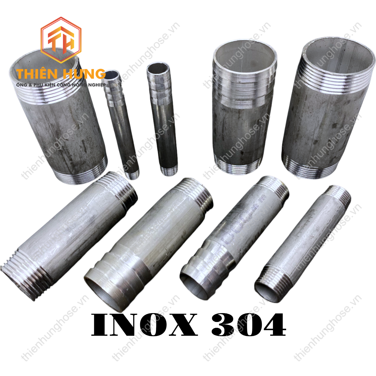 Ống ** 10cm ** Ren Ngoài INOX 201 - 304 [ ren 13mm ~ 60mm ]