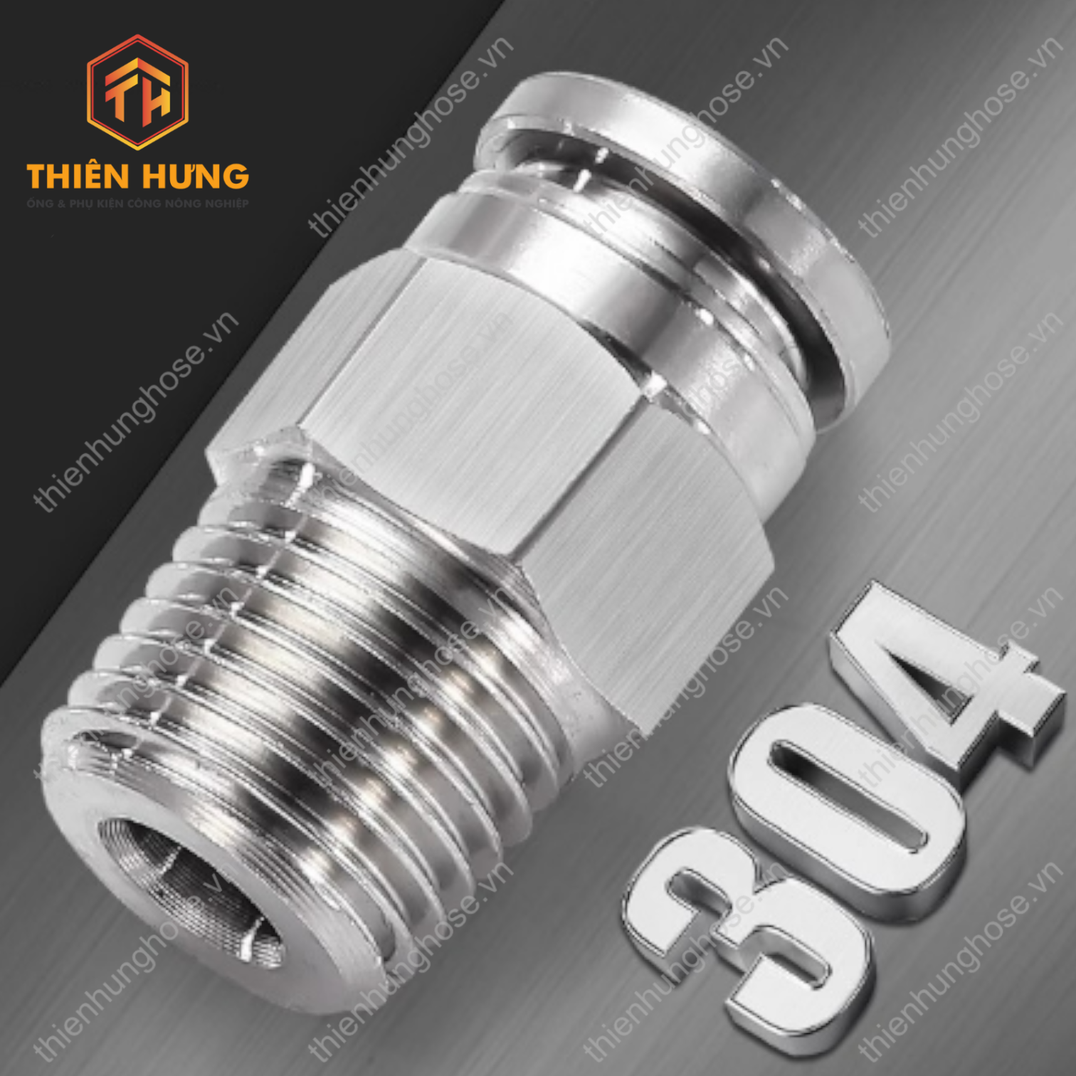 IPC - Thẳng Nối Ống PU Ra Ren Ngoài - Inox 304