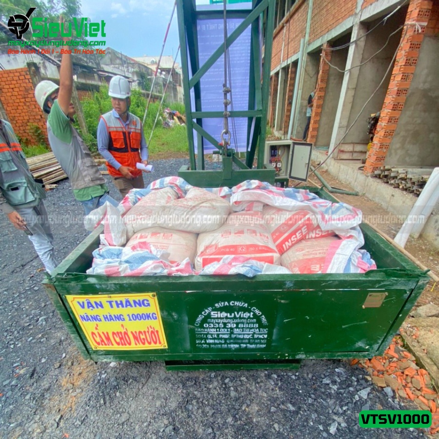 Vận thăng nâng hàng 1000kg cao 9m - Lắp đặt nhanh tận công trình - Máy Xây Dựng Siêu Việt