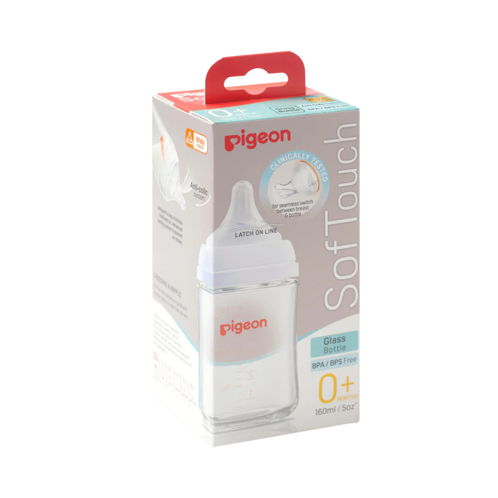 Bình sữa thủy tinh Pigeon Plus thế hệ 3 160ml - Chuỗi Mẹ và Bé Voi Con