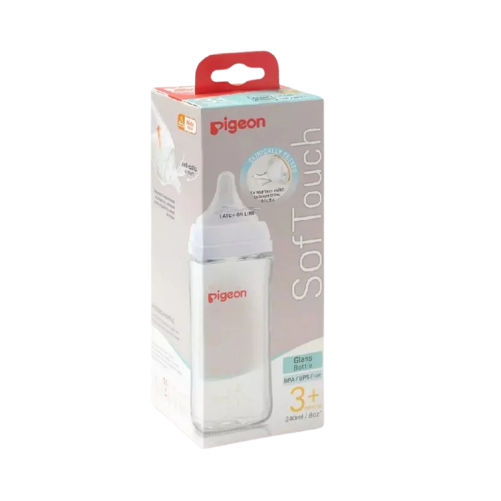 Bình sữa thủy tinh Pigeon Plus thế hệ 3 240ml - Chuỗi Mẹ và Bé Voi Con