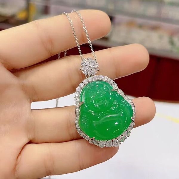 DÂY CHUYỀN PHẬT DI LẶC ĐÁ CHALCEDONY DÁT BẠC 925 – Siêu thị Bảo Khánh