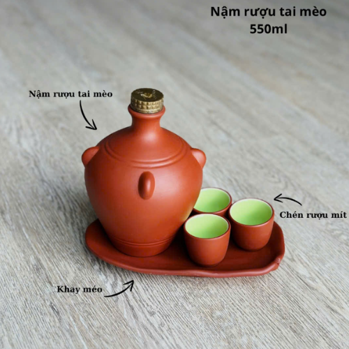 Nậm rượu tai mèo set 3 chén gồm khay – Siêu thị Bảo Khánh