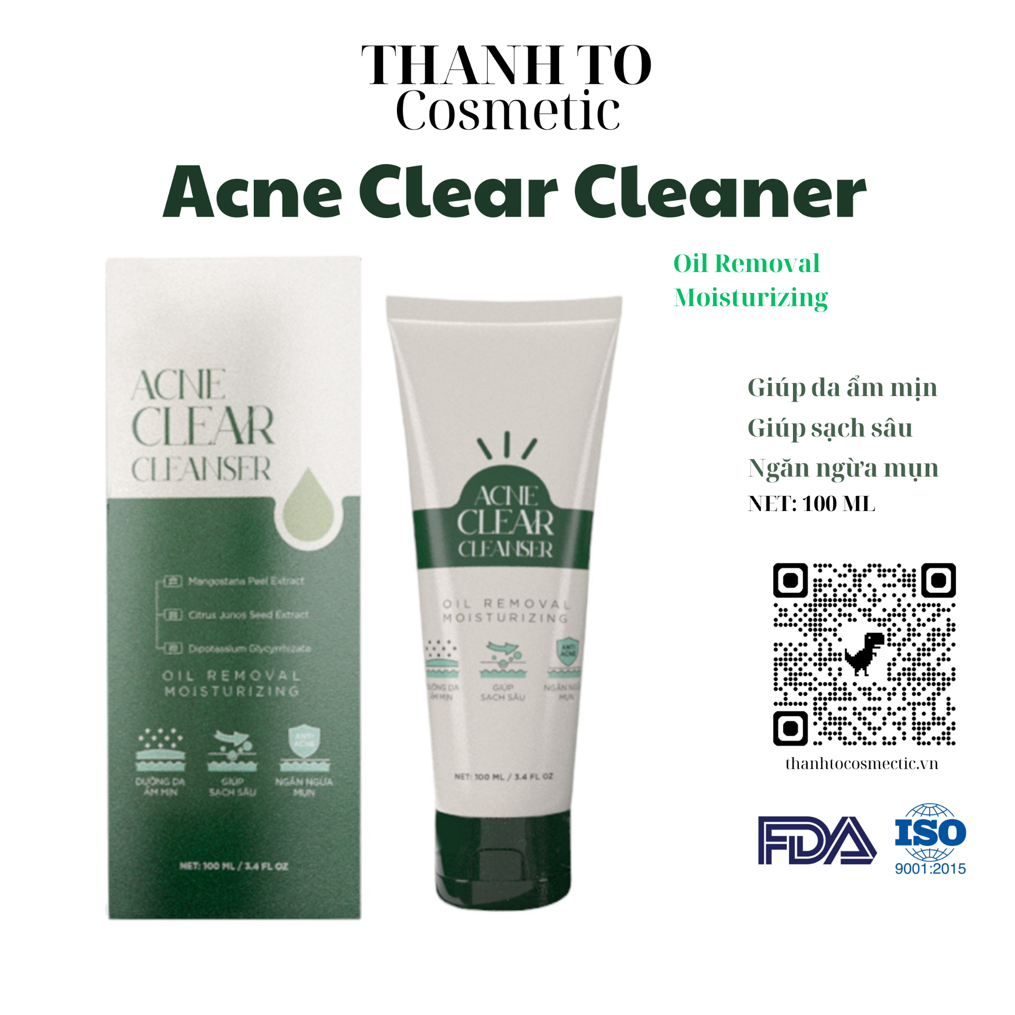 Sữa Rửa Mặt Rau Má Acne Clear Cleanser – Thanh To Cosmetic
