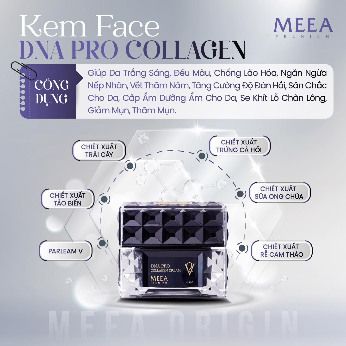 [MEEA PREMIUM] KEM FACE COLLAGEN CÁ HỒI 30G – MEEA ORIGIN
