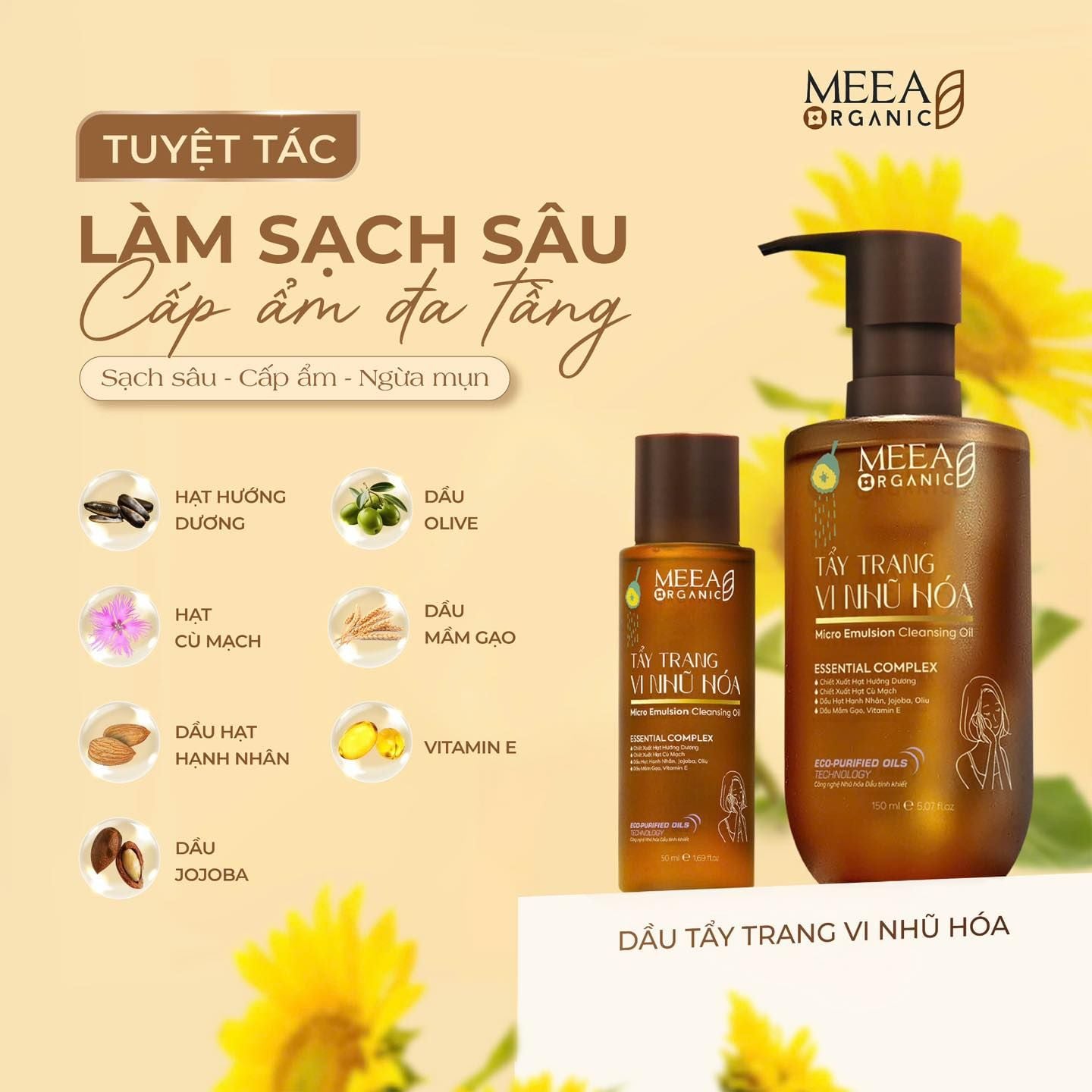 [MEEA ORGANIC] DẦU TẨY TRANG VI NHŨ HÓA 150ML – MEEA ORIGIN