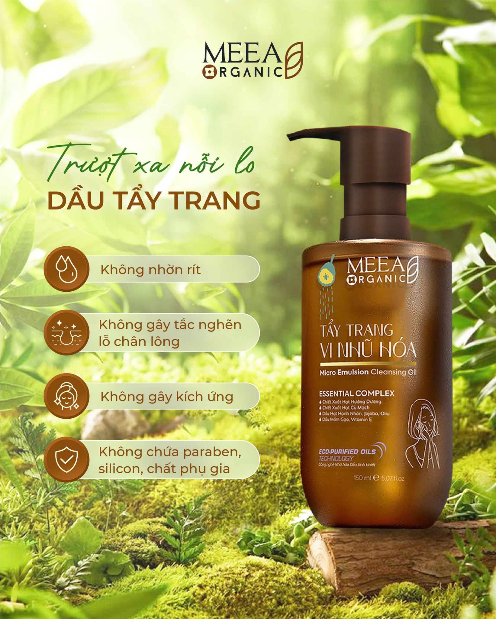 [MEEA ORGANIC] DẦU TẨY TRANG VI NHŨ HÓA 150ML – MEEA ORIGIN