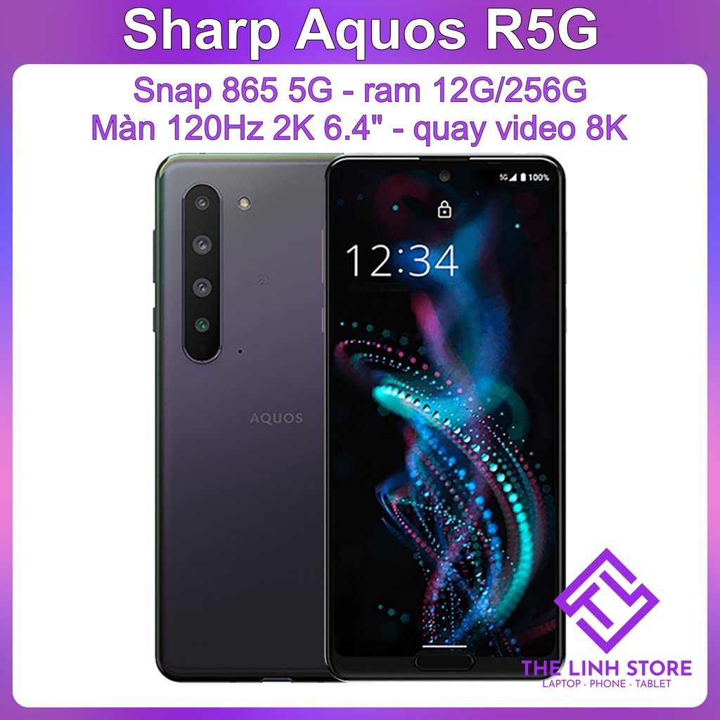 Điện thoại Sharp Aquos R5G màn 120Hz 2K - Snapdragon 865 ram 12G 256G
