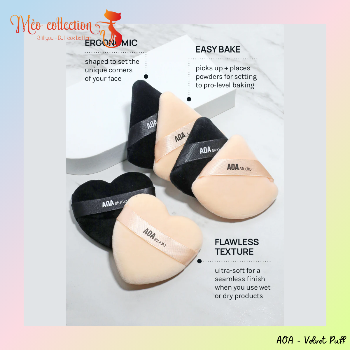 Bông phấn trang điểm AOA - Velvet Puff – meo.collection