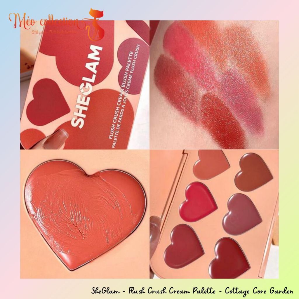 Bảng màu má hồng dạng kem SheGlam - Flush Crush Cream Palette 6 ô 12gr – meo.collection