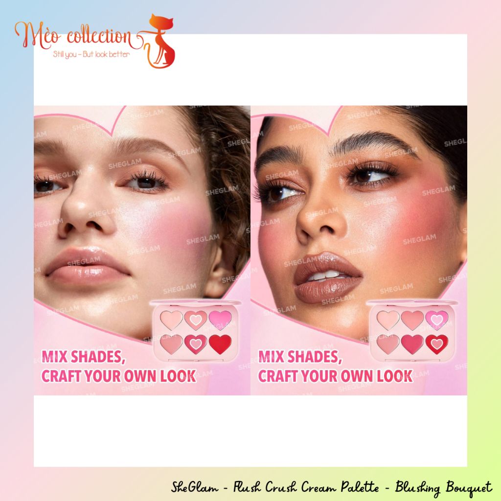 Bảng màu má hồng dạng kem SheGlam - Flush Crush Cream Palette 6 ô 12gr – meo.collection