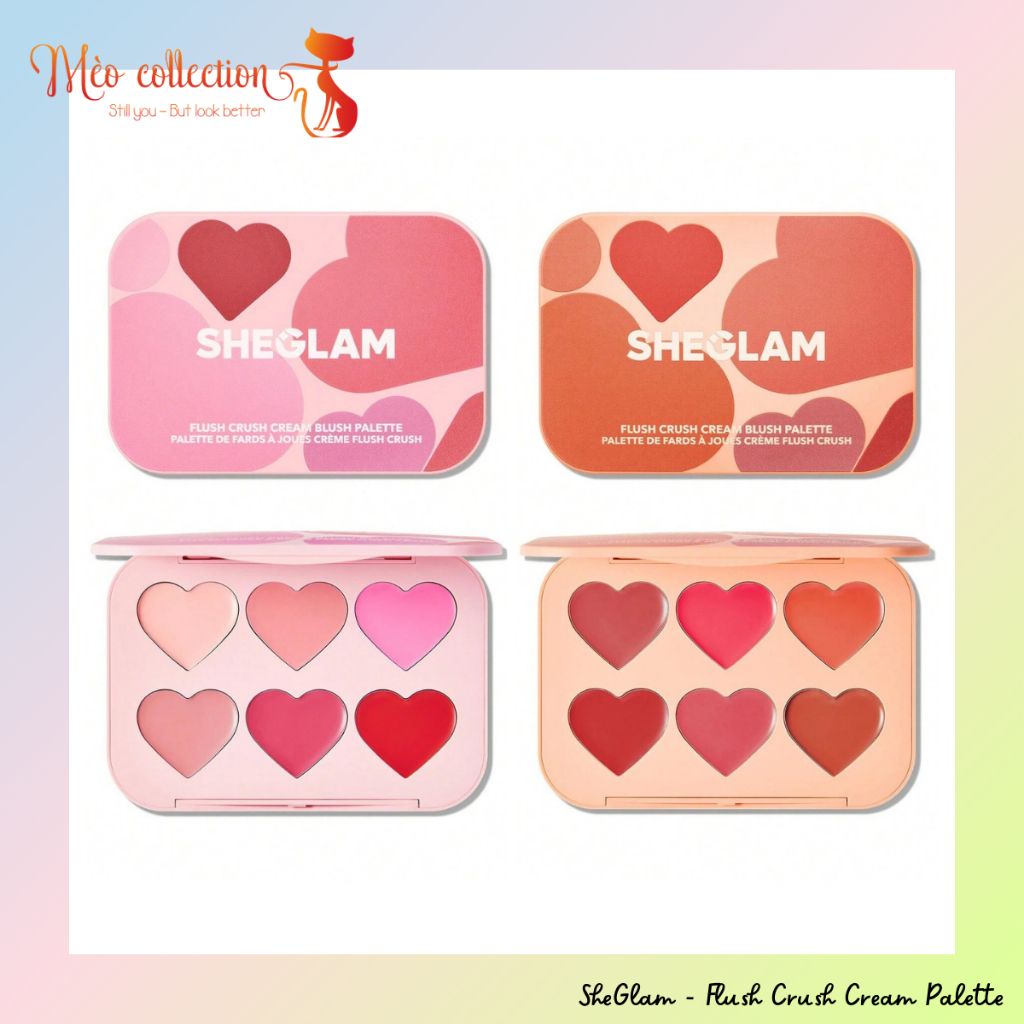 Bảng màu má hồng dạng kem SheGlam - Flush Crush Cream Palette 6 ô 12gr – meo.collection