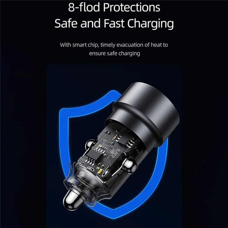 Tẩu Sạc Dành Cho Ô Tô USAMS CC208 C39 60W USB+Type-C (Transparent)