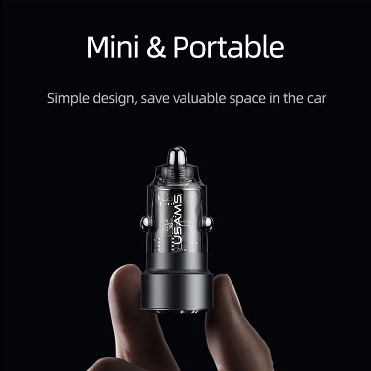 Tẩu Sạc Dành Cho Ô Tô USAMS CC208 C39 60W USB+Type-C (Transparent)