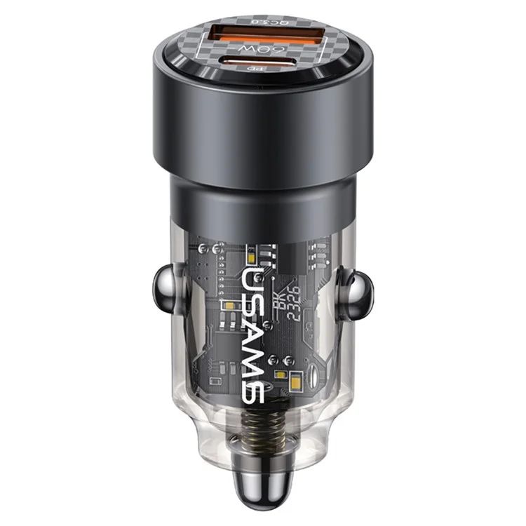 Tẩu Sạc Dành Cho Ô Tô USAMS CC208 C39 60W USB+Type-C (Transparent ...