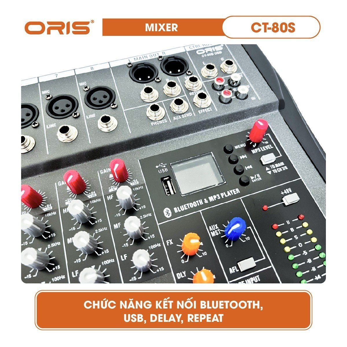 Mixer bluetooth chính hãng 8 line Oris CT 80S, mixer karaoke đầy đủ ch ...