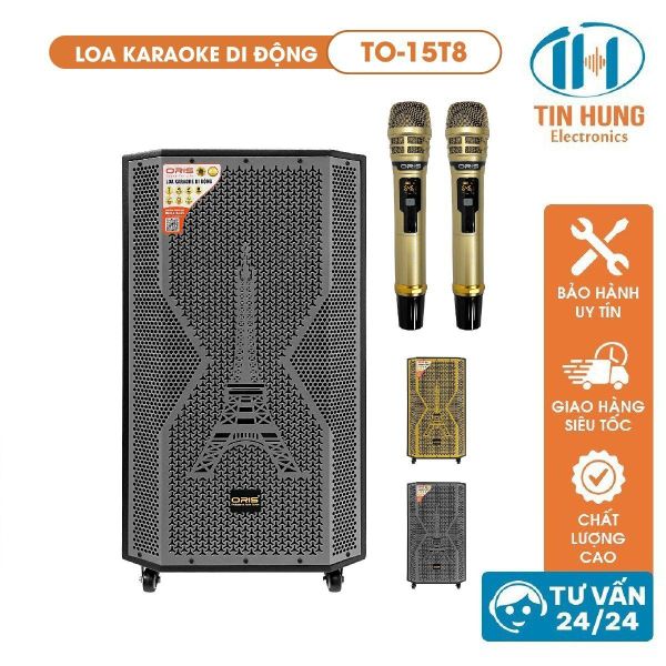 Loa karaoke di động ORIS TO 15T8 công suất 1000W, loa kéo karaoke chín ...