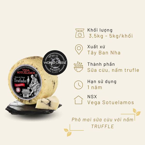 Phô mai vị nấm Truffle nguyên khối Vega Gourmet - Hương vị hảo hạng ...