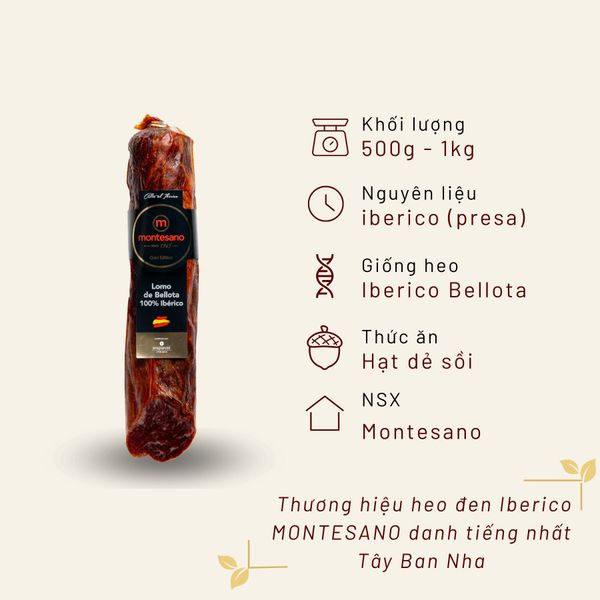 Thịt thăn ướp muối 100% Iberico Bellota Montesano – Tinh Hoa Toàn Cầu