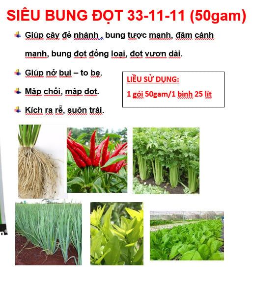 (50gam) Phân bón lá 33-11-11: siêu bung đọt, kích mập đọt, đâm chồi mạ