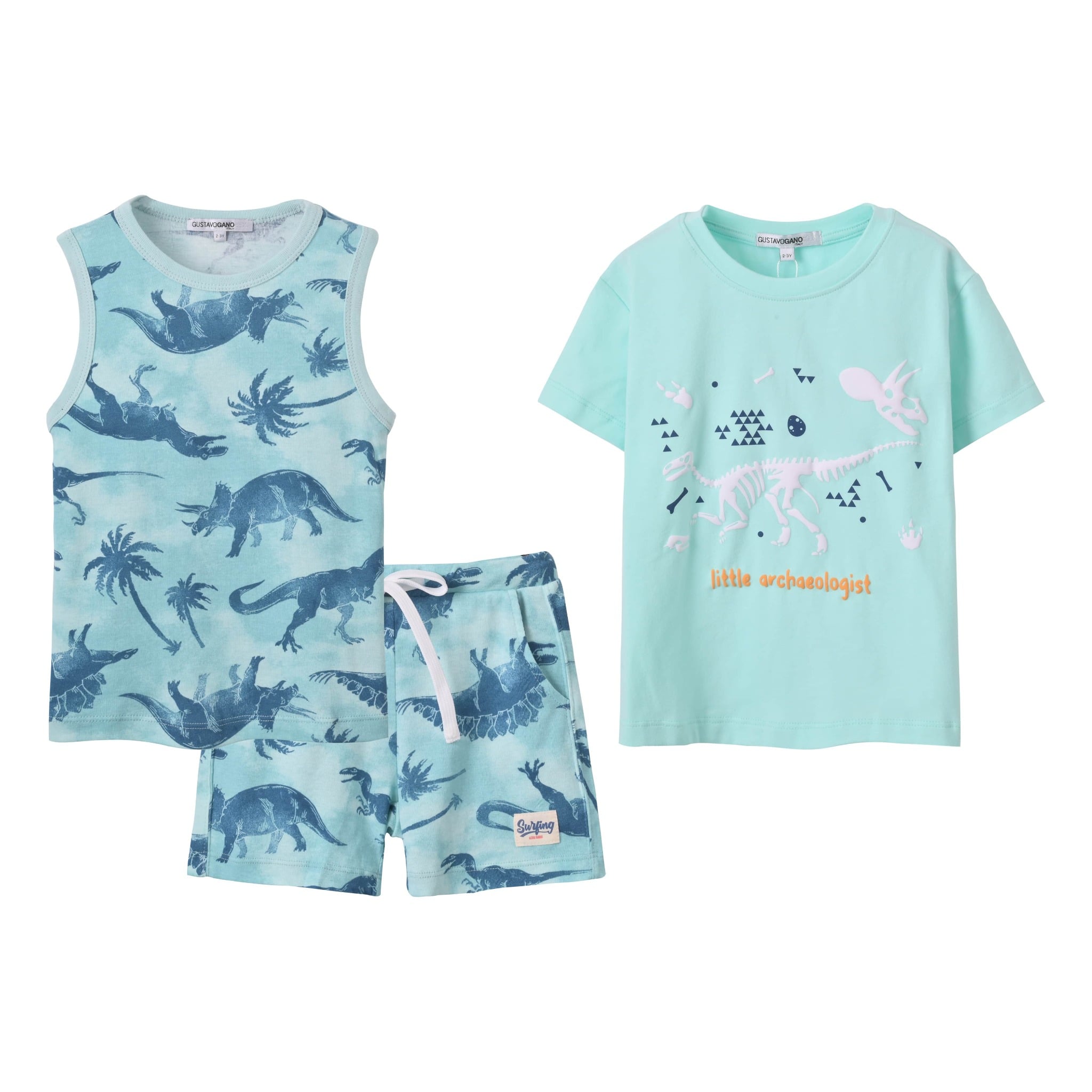 Bộ 3 Món - 2 Áo Thun Và Quần Đùi Cho Bé Trai Gustavo Gano