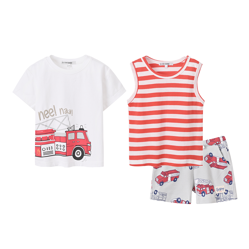 Bộ 3 Món - 2 Áo Thun Và Quần Đùi Cho Bé Trai Gustavo Gano