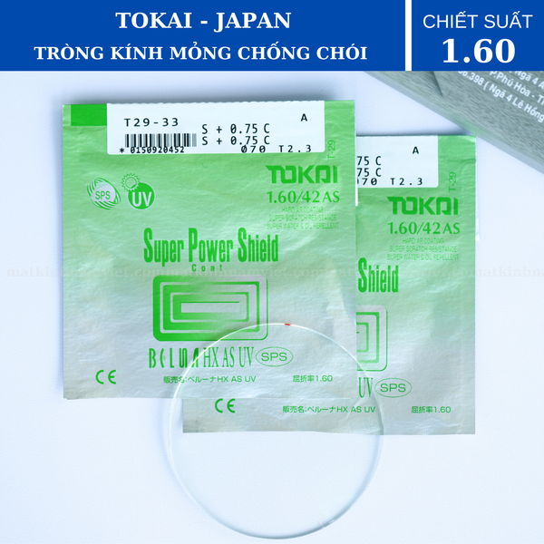 Tròng Kính Tokai Super Power Shield 1.60 AS SPS UV400 – Mắt Kính Nam Việt