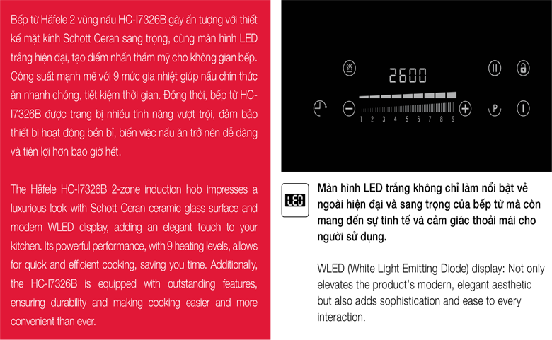 Bếp Từ 2 Vùng Nấu Hafele HC-I7326B - 533.09.989 + Tặng 3Tr Vnđ– Bán Buôn Hafele Việt Nam