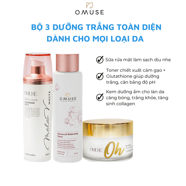Combo sản phẩm dưỡng trắng và cấp ẩm cho mọi loại da OMUSE Oh So Glowy ...