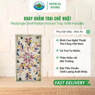Khay Khảm Trai Chữ Nhật Ohiama Rectangle Shell Rattan Woven Tray With ...