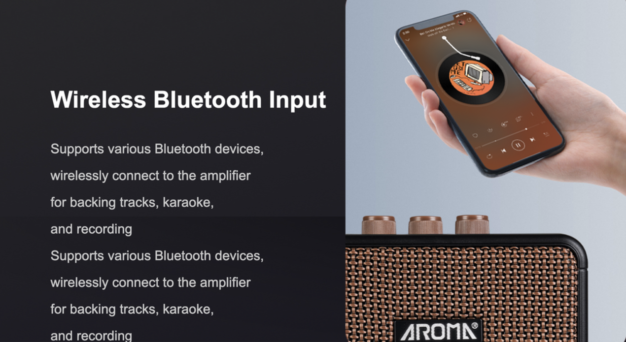 Amplifier Guitar Điện Mini Aroma AG-04 Bluetooth – Big Music Việt Nam