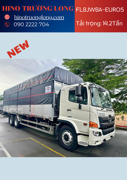 Xe Tải Hino 15 Tấn FL8JW8A E5 Thùng Mui bạt Cao 2.5m EURO5 Sàn Sóng ...