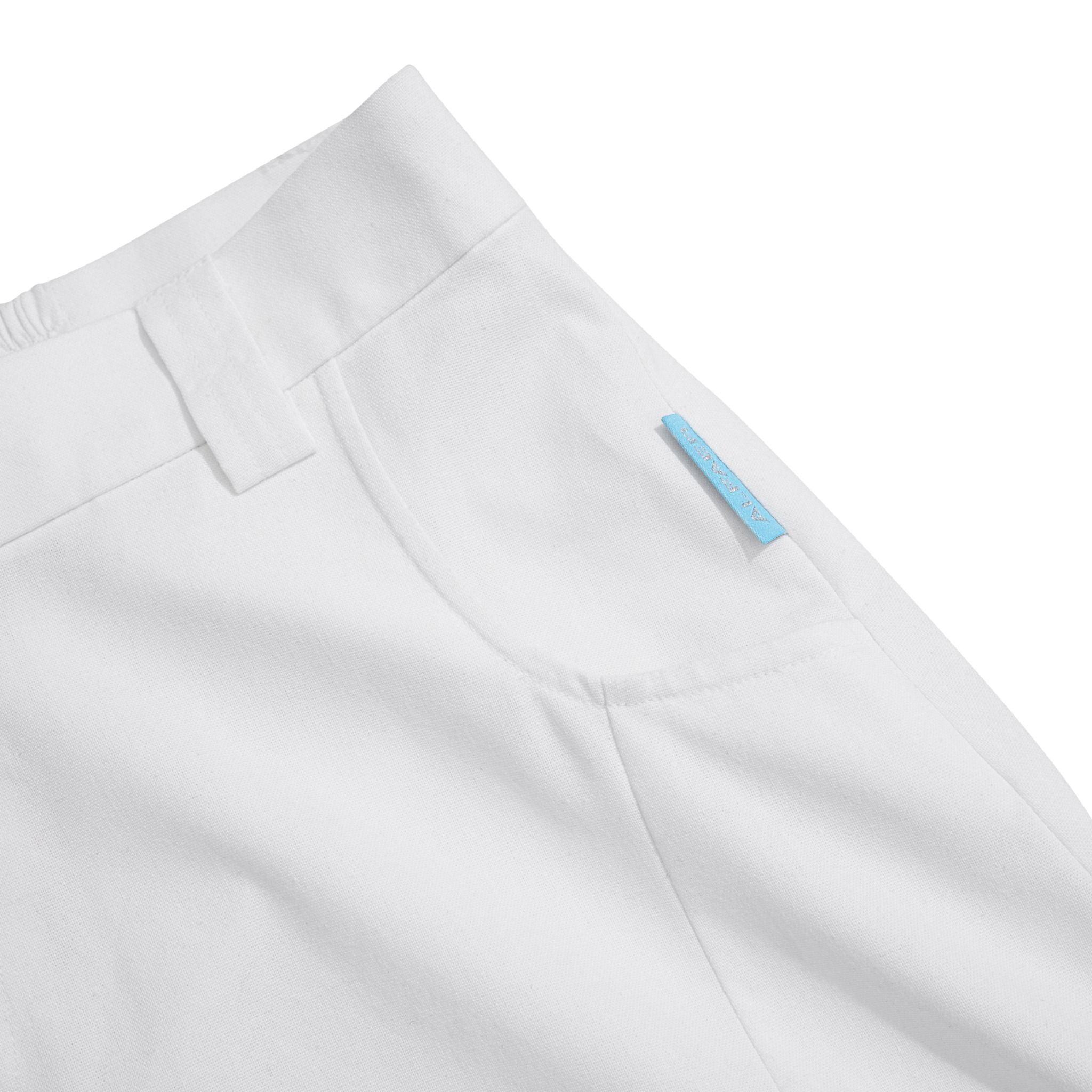 “ALFAER” FOLDED PREMIUM LINEN TROUSERS - WHITE