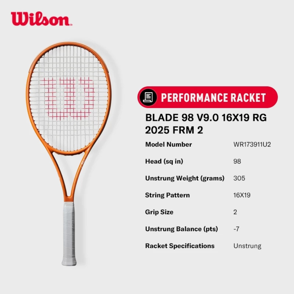 Wilson Blade 98 V9.0 16x19 2025 VợtTennisWR173911U|wilsonsports.com.vn