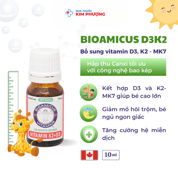 Vitamin D3 K2 Bioamicus Canada Lọ 10ml