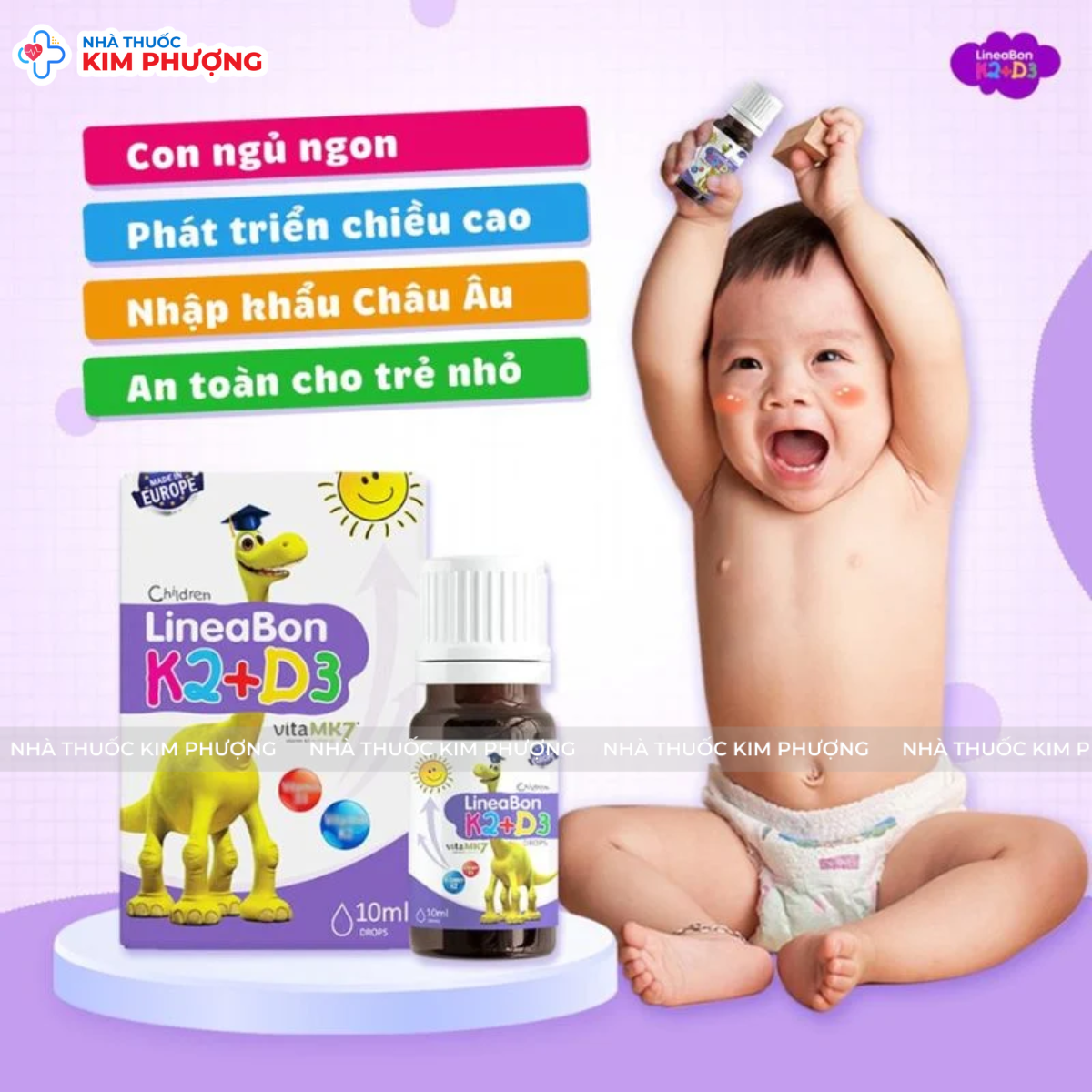 Vitamin K2 + D3 LineaBon Tím chai 10ml