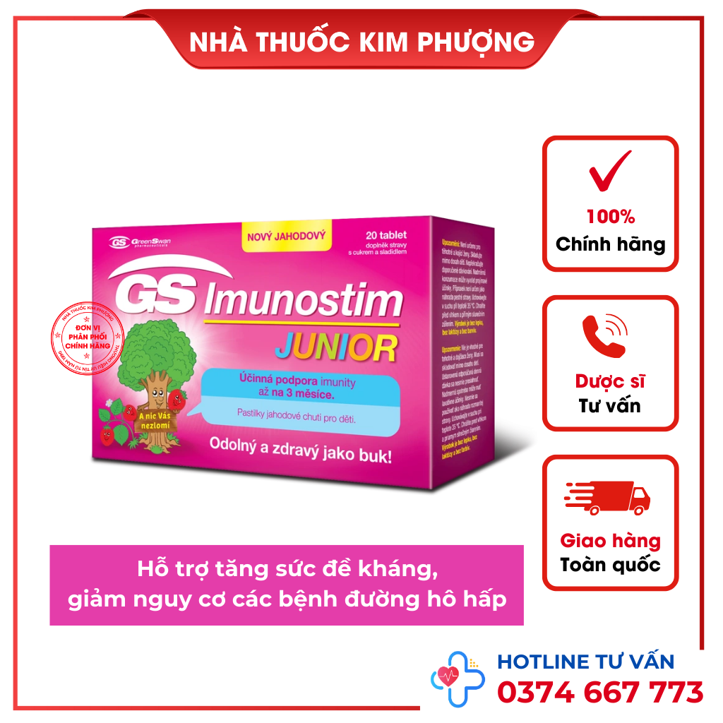 GS Imunostim Junior tăng đề kháng cho bé từ 3 tuổi và người lớn Hộp 20