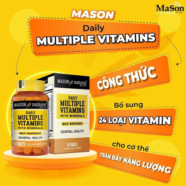 Multivitamin Mason - Vitamin tổng hợp Mỹ - Hộp 60 viên