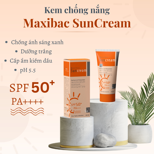 Kem Chống Nắng Maxibac Sun Cream Spf 50+, Màu Cam Tuýp 40ml Medimap