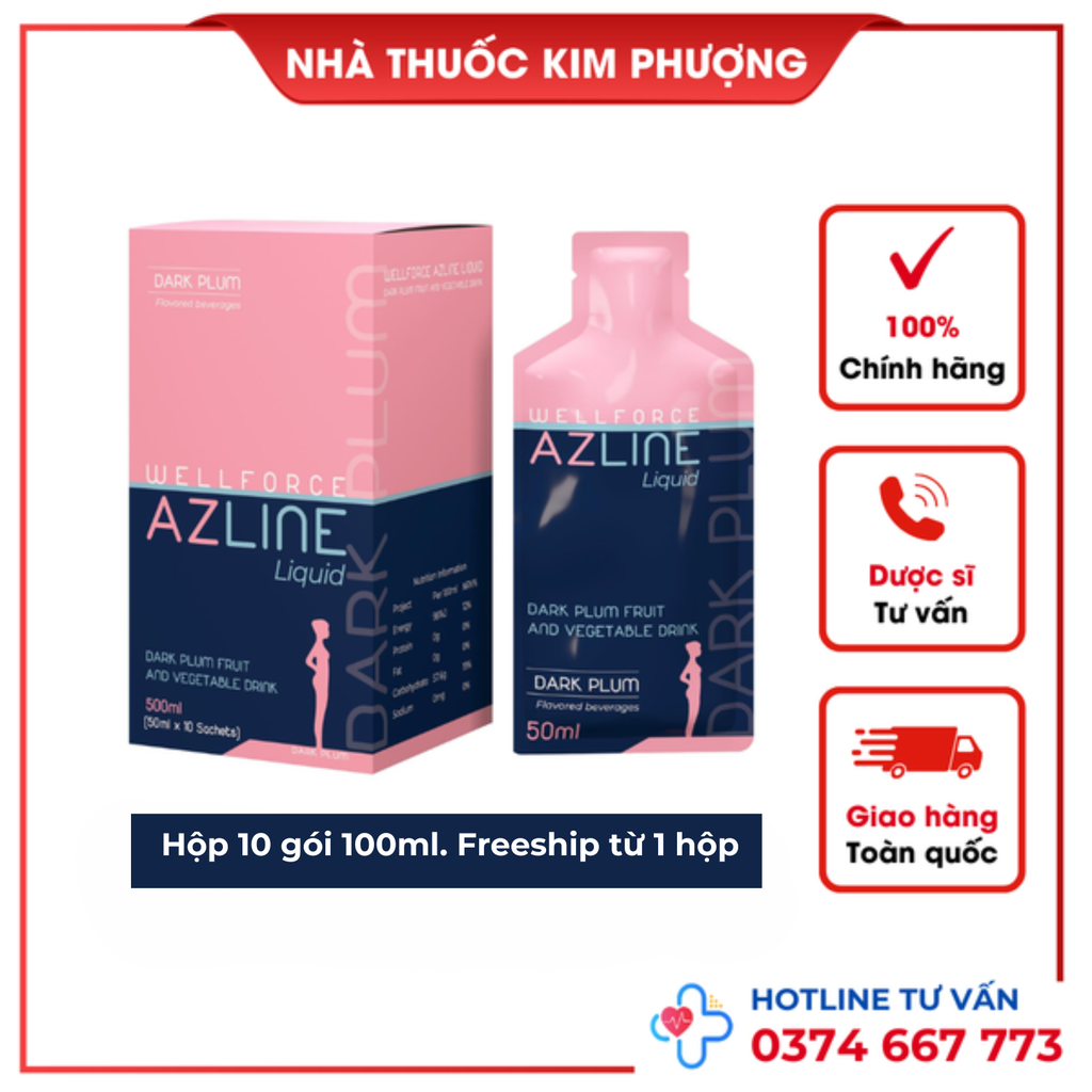 Nước uống Wellforce Azline Liquid Medimap Hộp 10 Gói, Hỗ trợ Detox, Th
