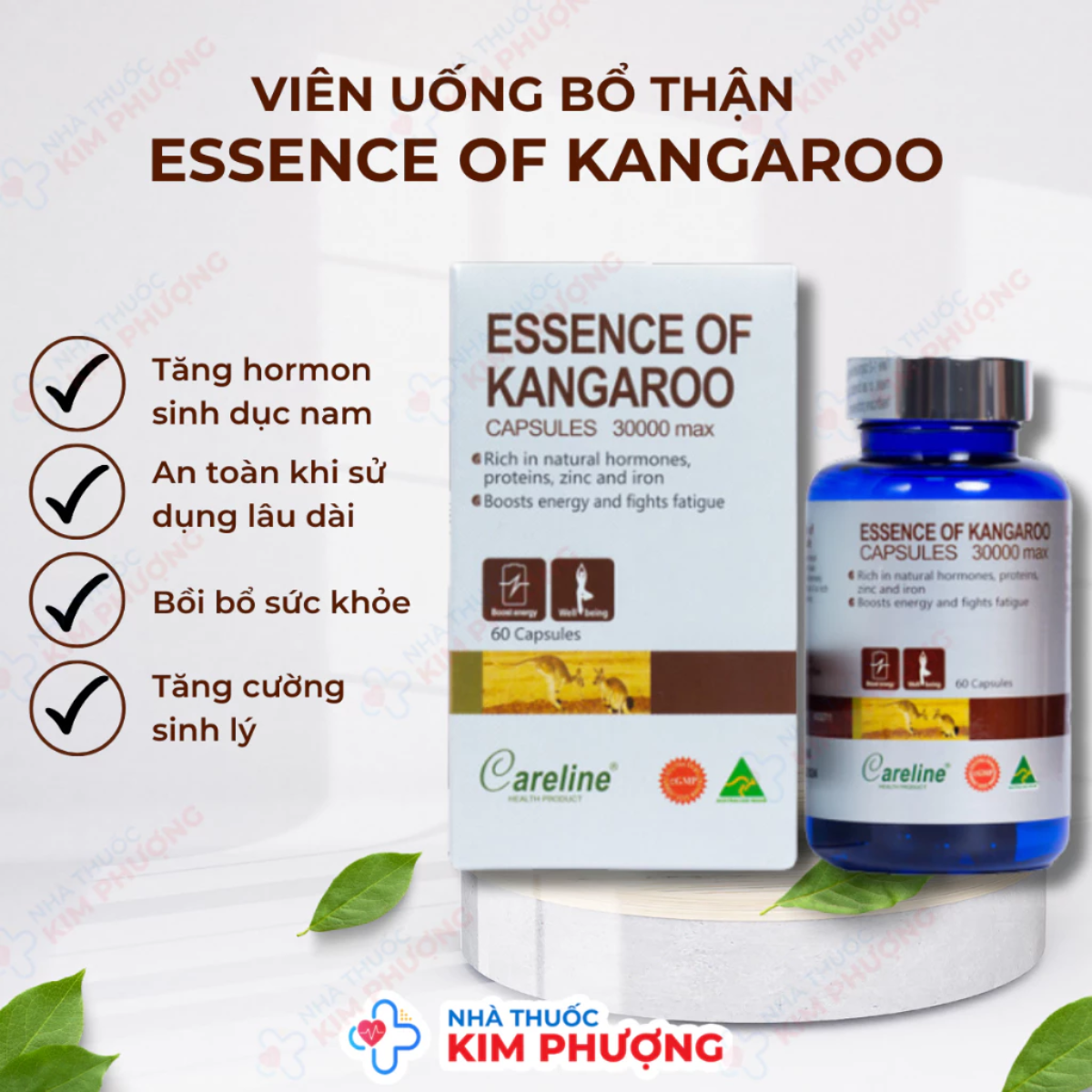 Essence of kangaroo Careline - Tăng cường sinh lý Nam- Úc, hộp 60 viên