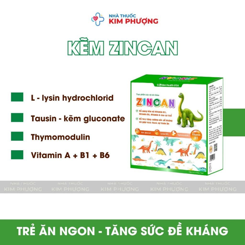 Kẽm ZinCan Golden Health USA Hộp 20 Ống