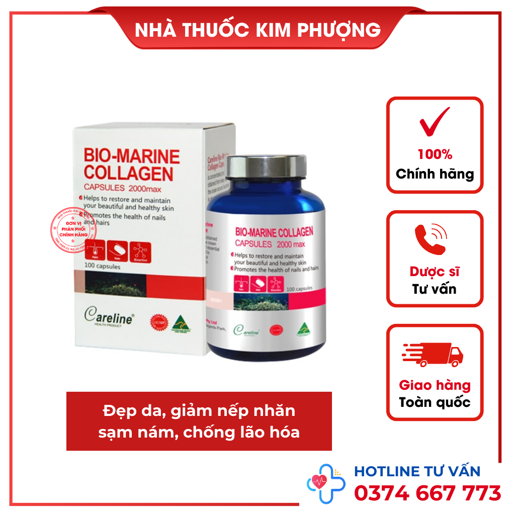 Bio- Marine Collagen Careline Úc - Hộp 60 viên