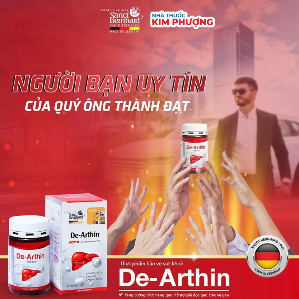 Bổ gan, giải độc gan De-Arthin Đức - Sanct Berhard - Lọ 30 viên