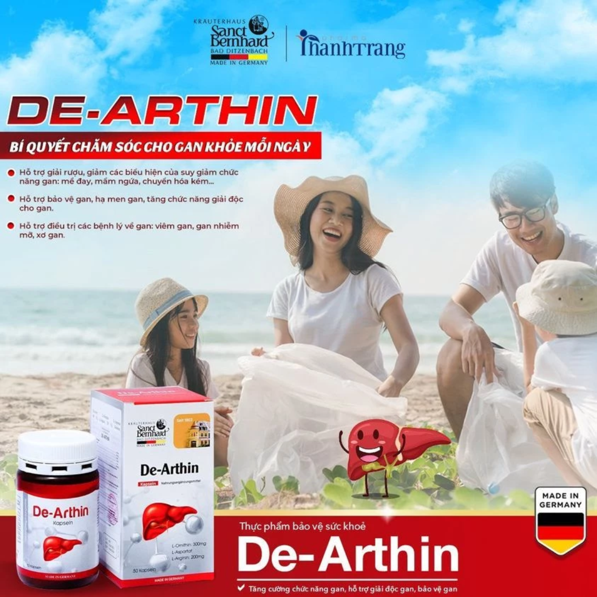 Bổ gan, giải độc gan De-Arthin Đức - Sanct Berhard - Lọ 30 viên