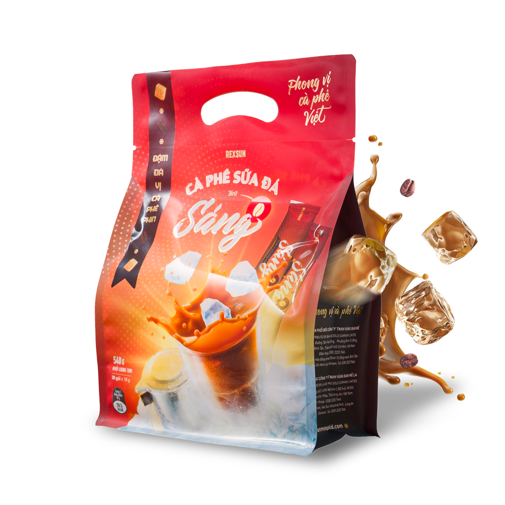 Cà Phê Sữa Đá 3in1 Tiện Lợi - Sáng - Túi 540g (30 gói)