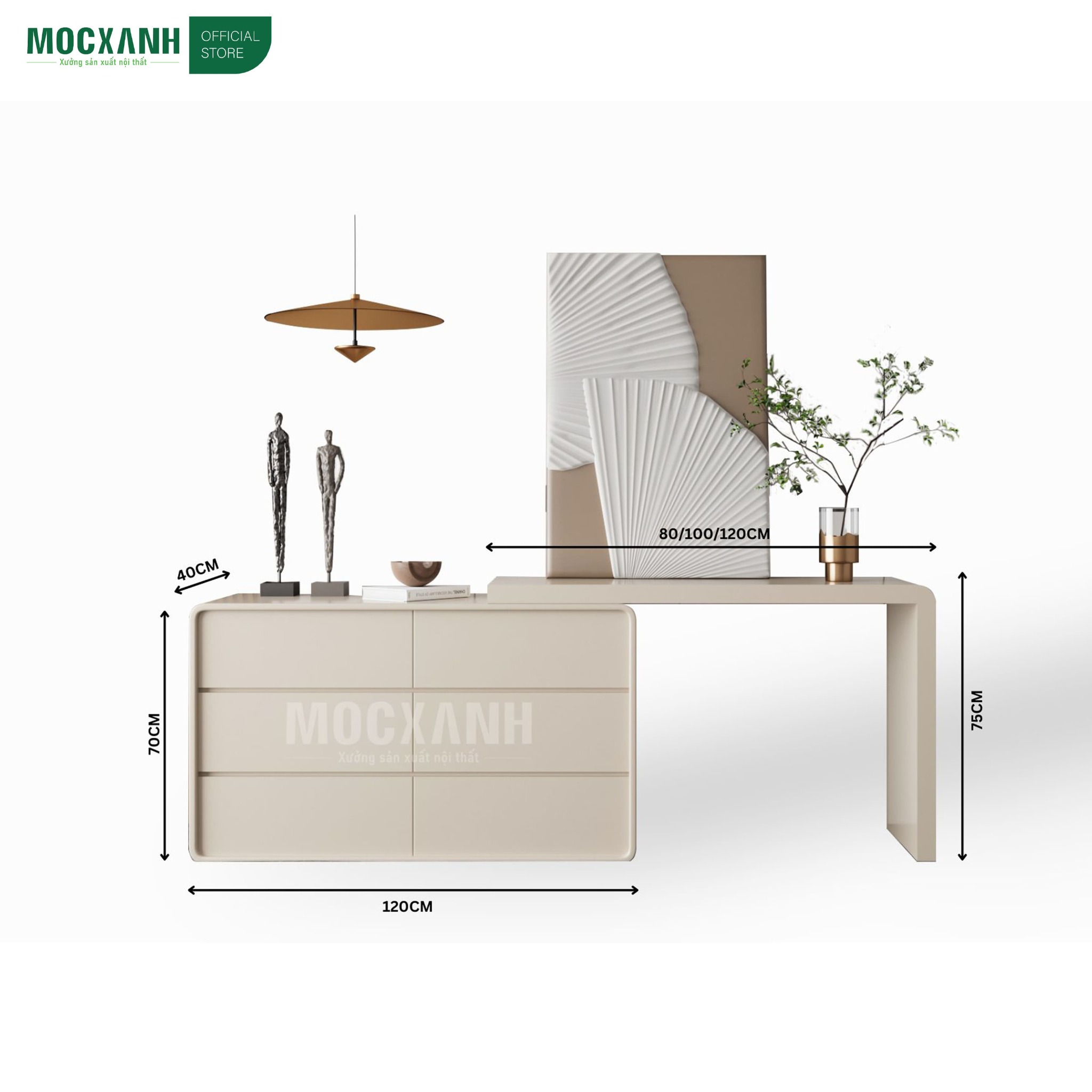 Bàn trang điểm tự điều chỉnh kích MOCXANH