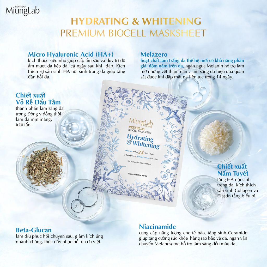 Hydrating & Whitening Preminum Biocell Masksheet