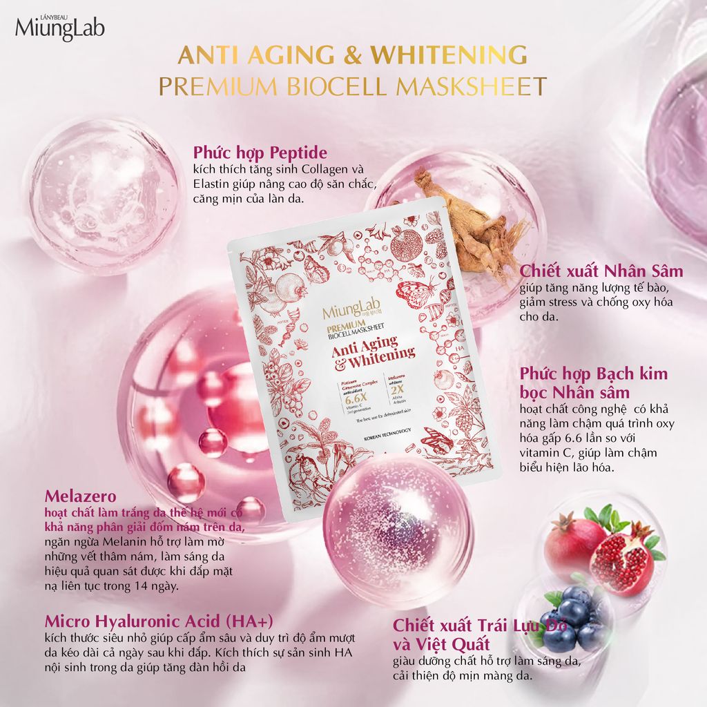 MiungLab Premium Anti-Aging & Whitening Biocell Mask Sheet